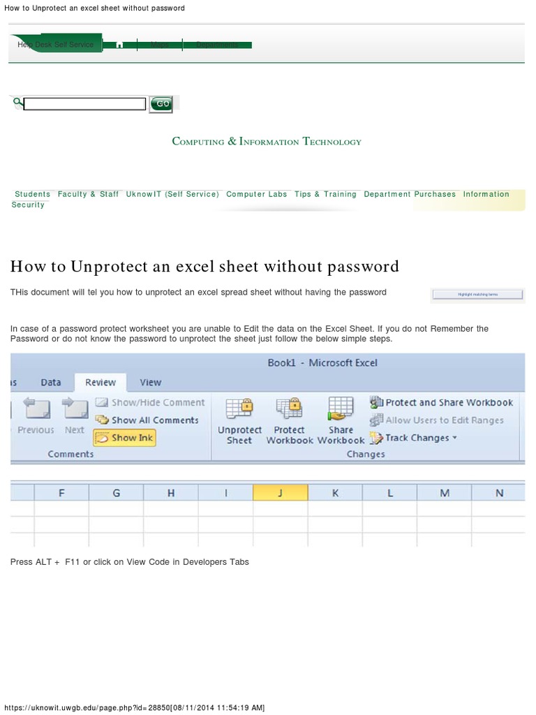 How To Unprotect An Excel Sheet Without Password | PDF | Microsoft ...