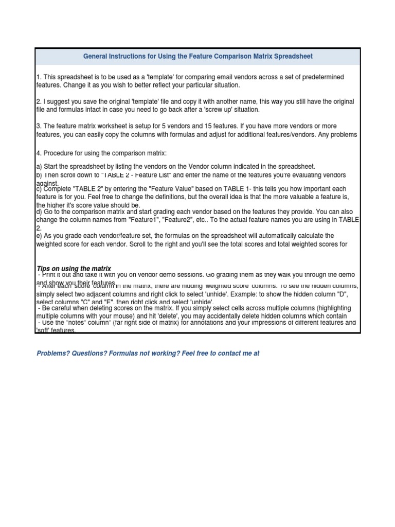 Vendor Selection Matrix | PDF | Spreadsheet | Matrix (Mathematics)