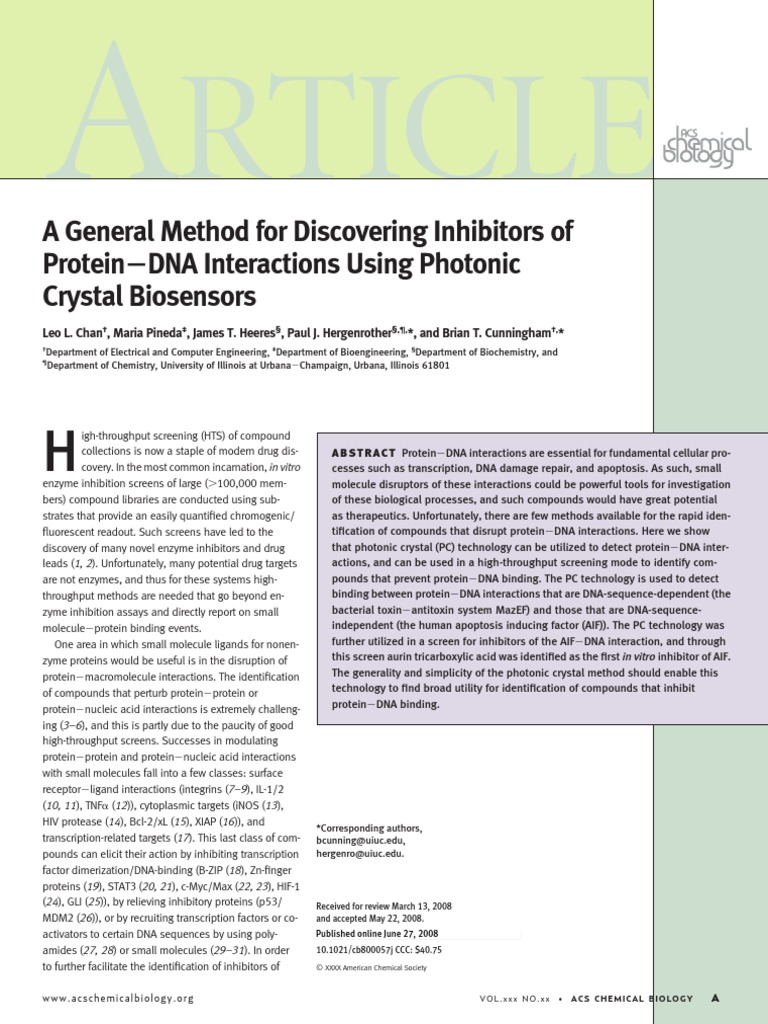 Rticle: DNA Interactions Using Photonic | PDF | Biosensor | High ...