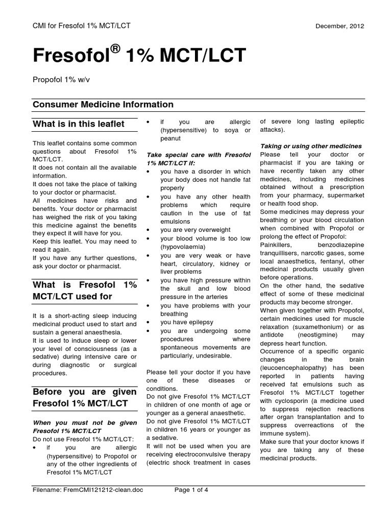 Fresofol | PDF | Intravenous Therapy | Anesthesia