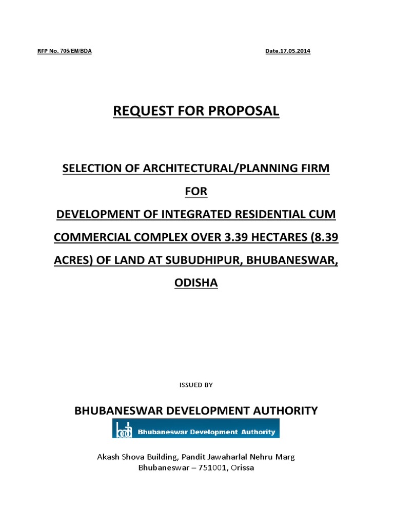RFP For Development of Integrated Residential Cum Commercial Complex 21 May PDF | PDF | Request ...