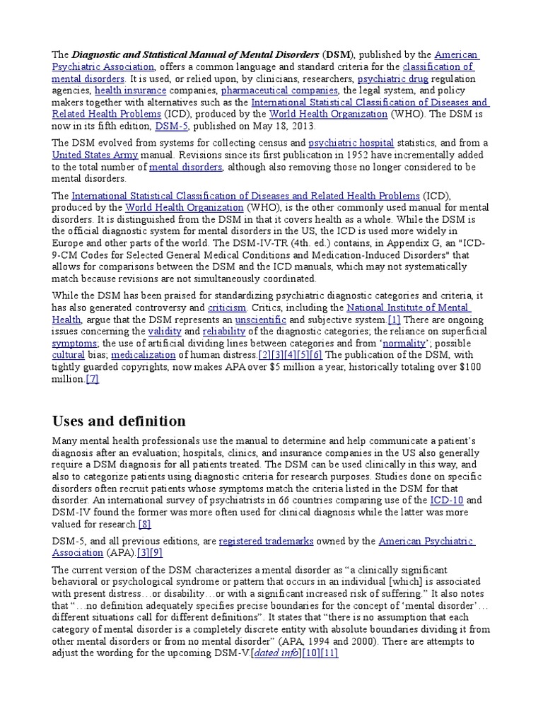 DSM Iii | Diagnostic And Statistical Manual Of Mental Disorders ...