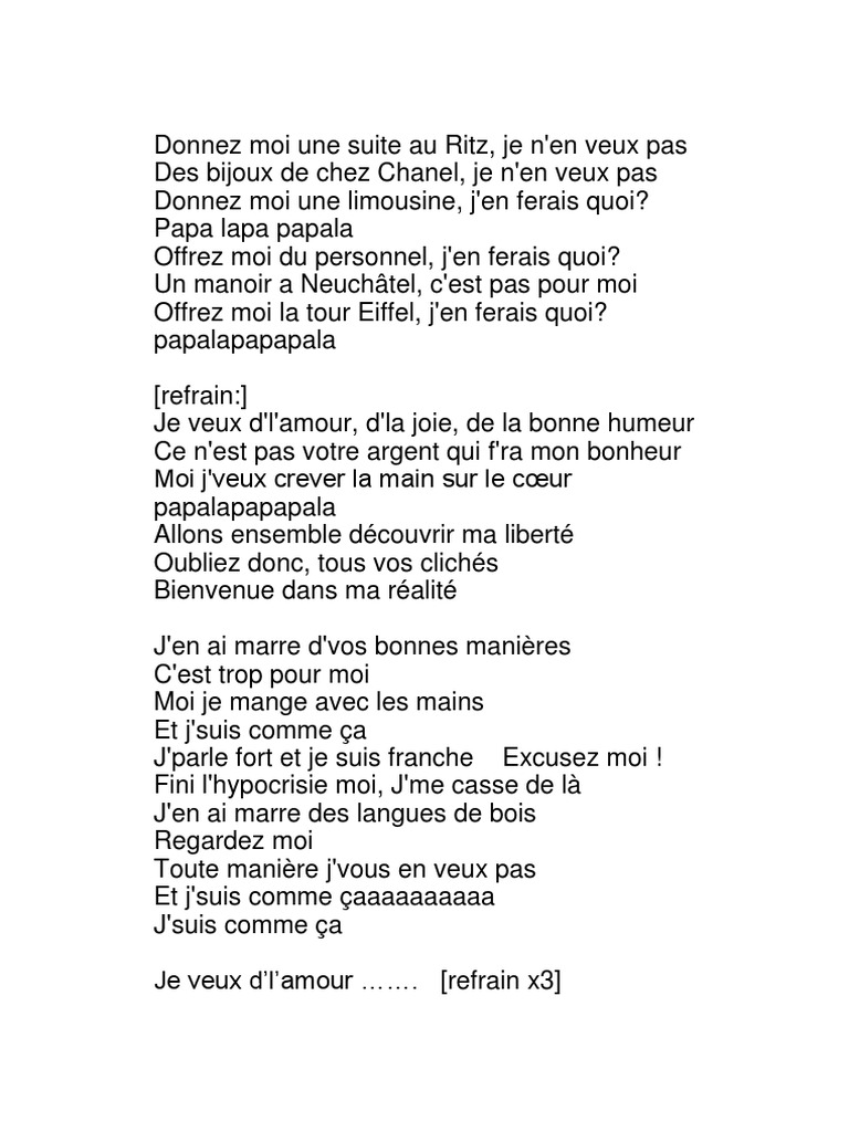 JE VEUX Zaz | PDF | Art