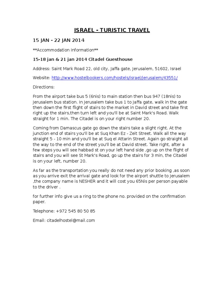 Israel - Turistic Travel: 15 JAN - 22 JAN 2014 | PDF | Bethlehem ...