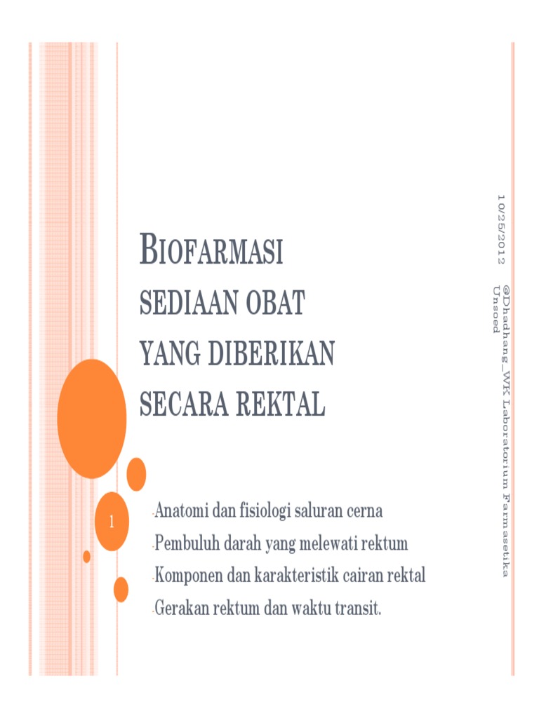 Biofarmasi Sediaan Obat Yang Diberikan Secara Rektal Compatibility Mode ...