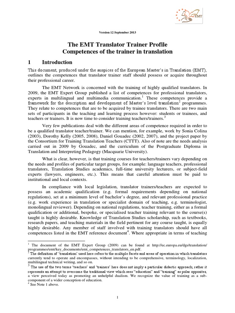 Translator Trainer Competences Guide | PDF | Competence (Human ...
