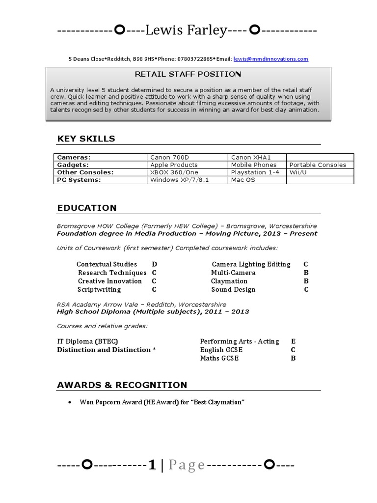 Lewis Farley CV | PDF | Computers