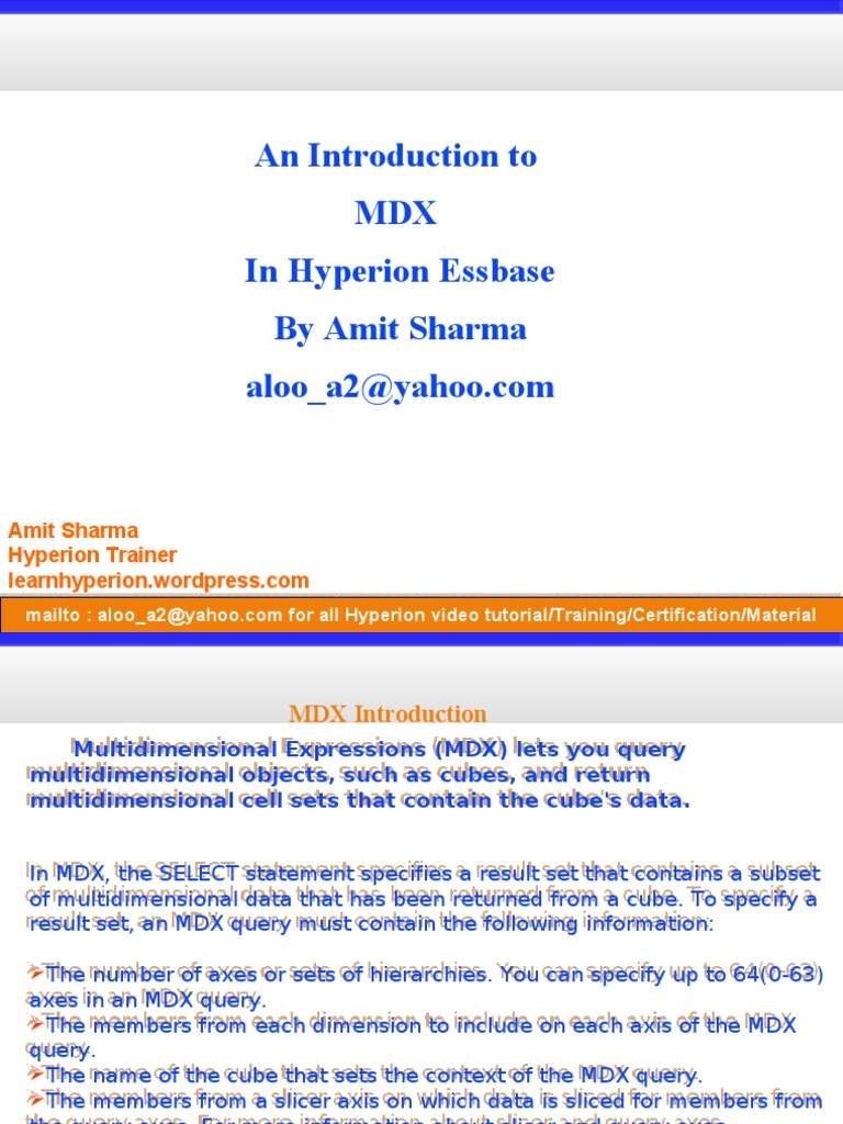MDX Basics for Hyperion Essbase | PDF | Digital Technology ...