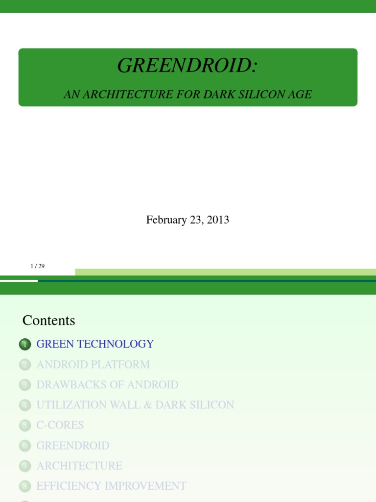 Greendroid: Energy-Efficient Android Architecture | PDF | Multi Core ...