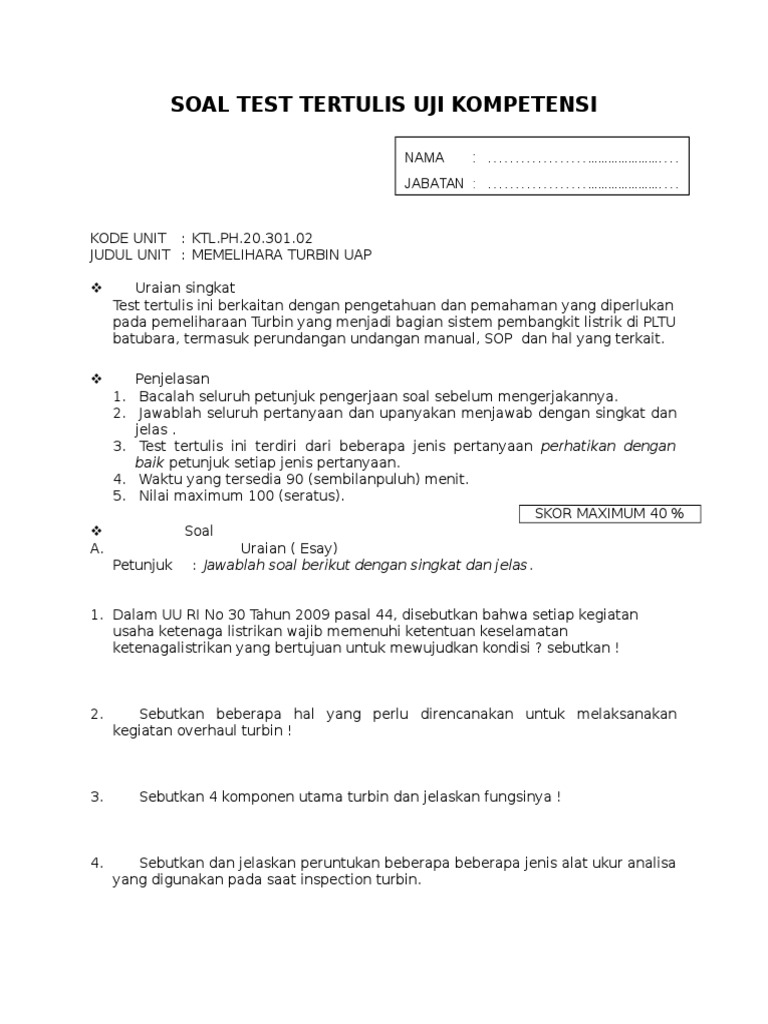 Soal Level 3 - Memelihara Turbin Uap | PDF