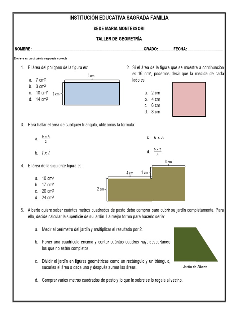Taller de Geometría 4º (Perímetro, Área de Polígonos y Figuras ...