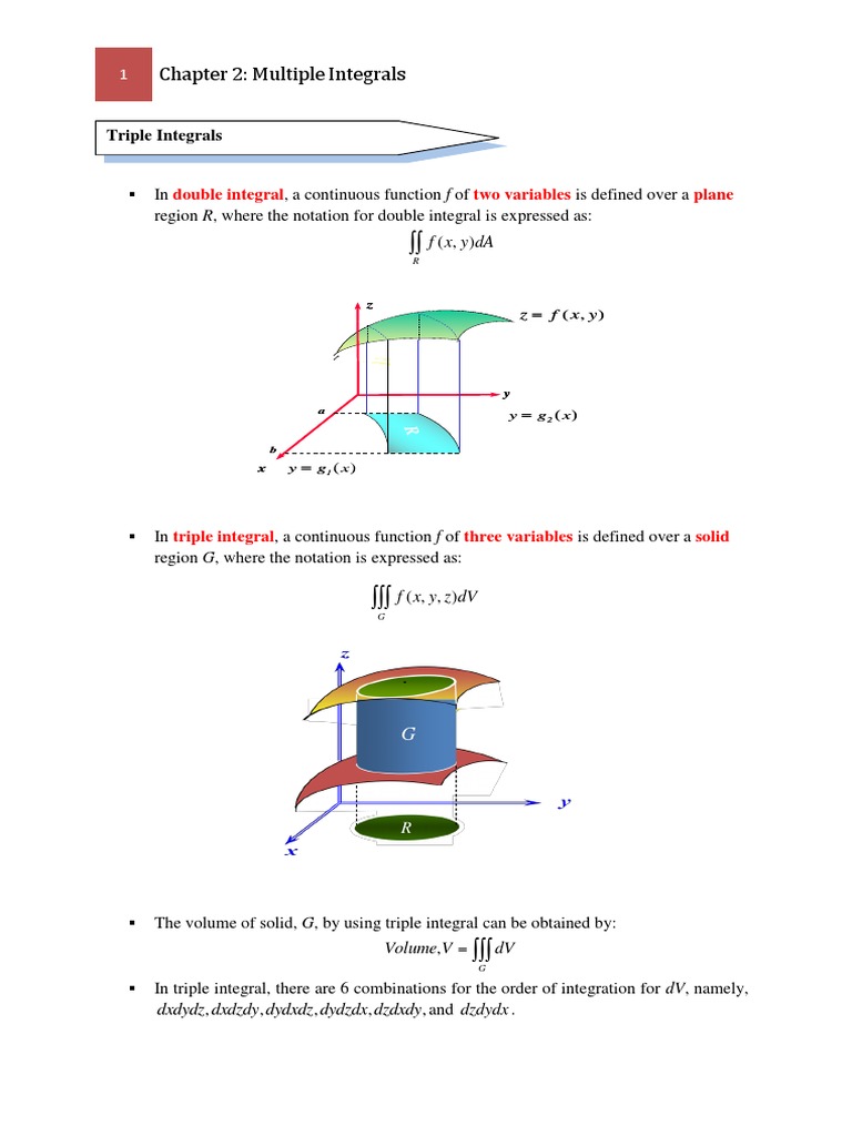Double and Triple Integrals Explained | PDF | Integral | Trigonometric ...