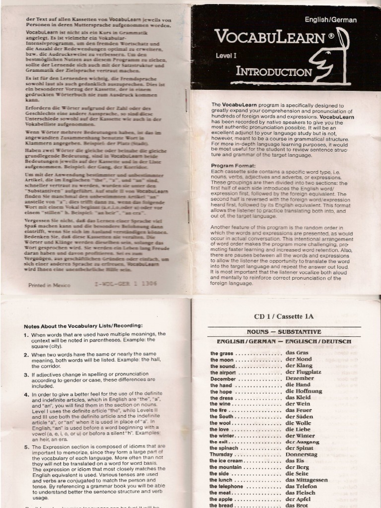 VocabuLearn German Level 1 | PDF