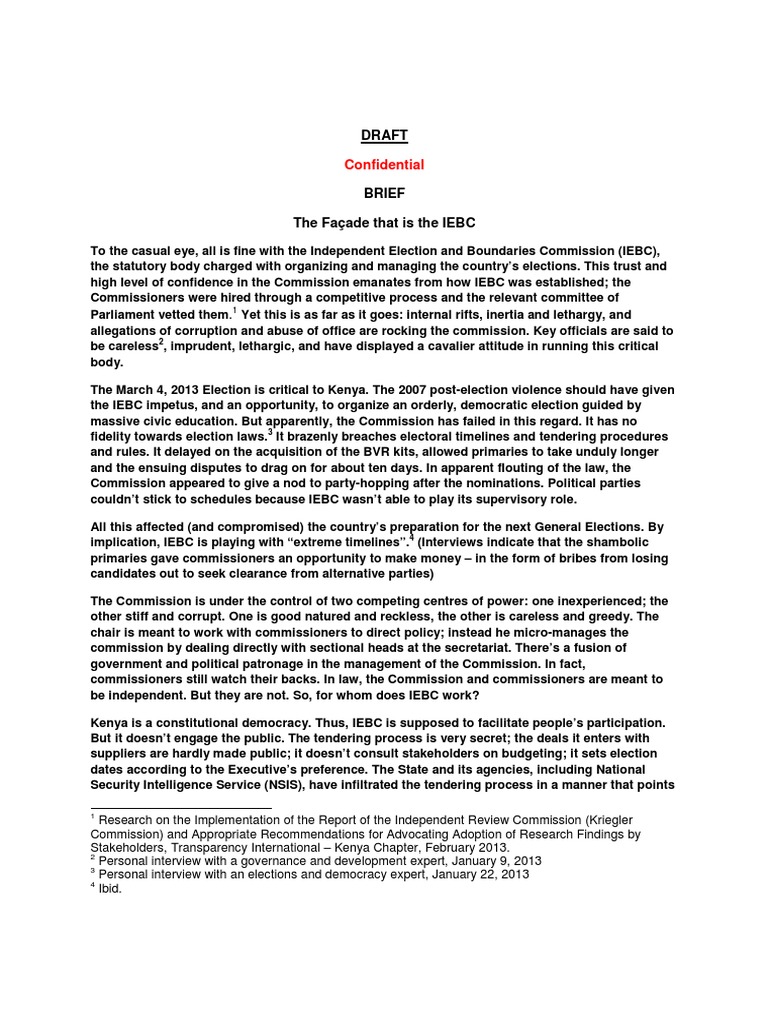 Confidential: The Facade That Is The Iebc | PDF | Primary Election | Kenya