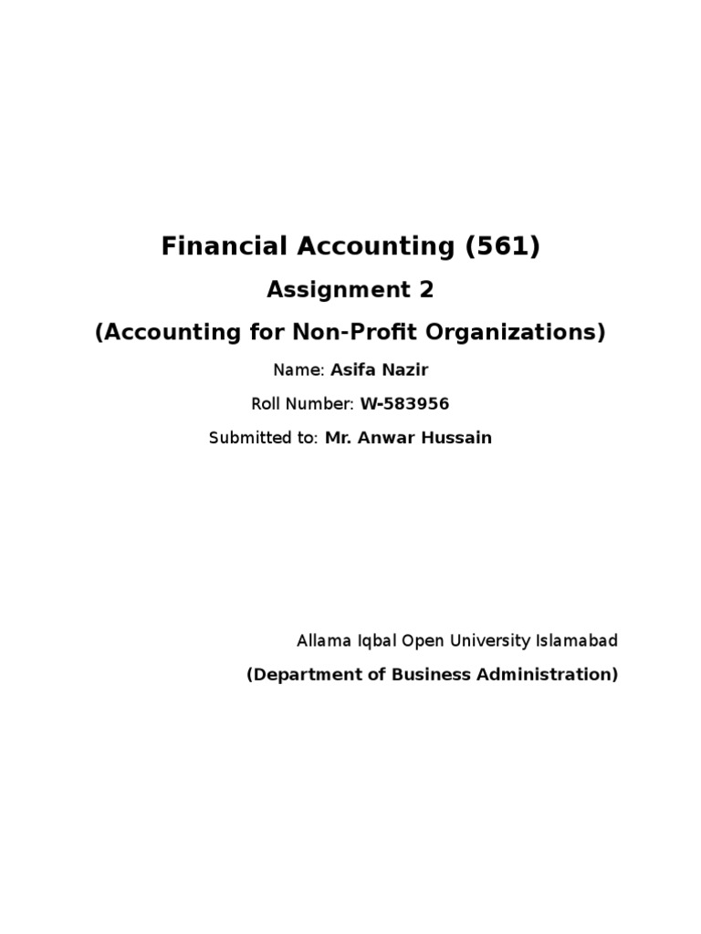 Accounting of Non-Profit Organizations | PDF | Debits And Credits | Expense