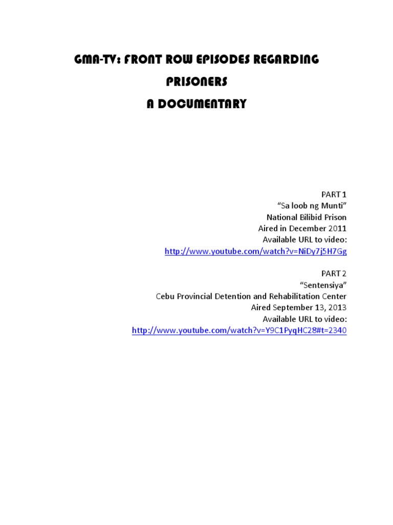 GMA-TV Prisoner Documentary Series | PDF | Prison | Theft