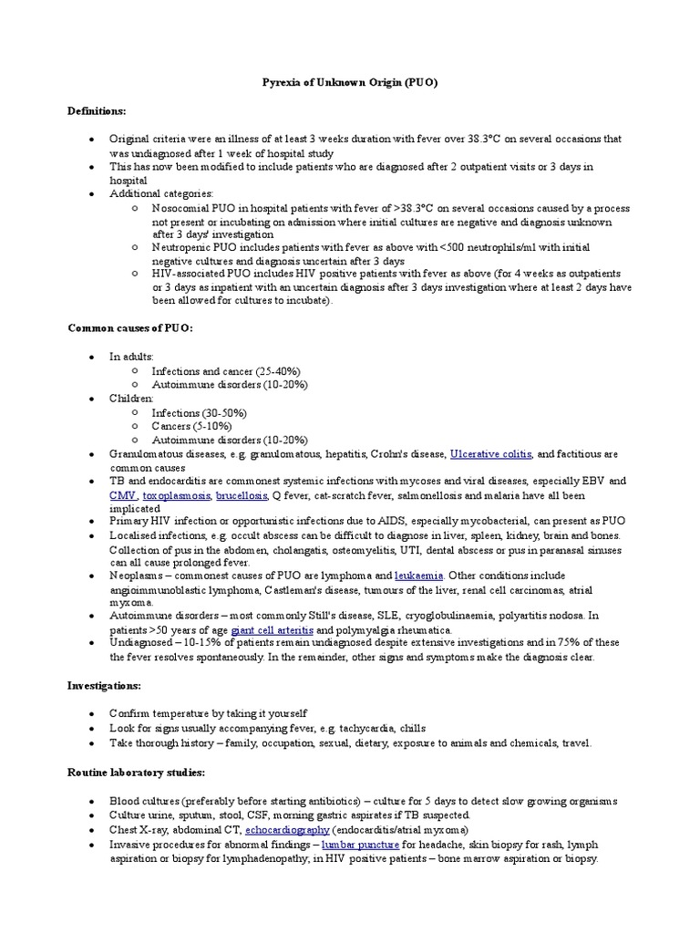Pyrexia of Unknown Origin (PUO) Definitions:: Ulcerative Colitis | PDF ...