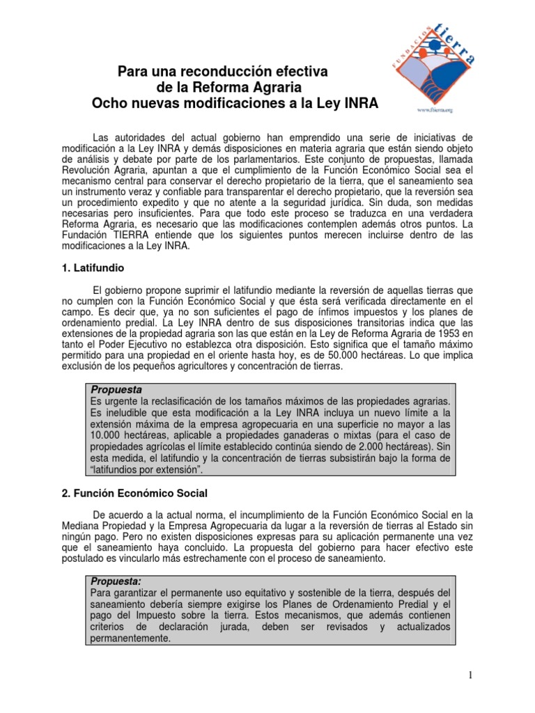 Reforma Agraria: Nuevas Propuestas | PDF | Impuestos | Reforma agraria