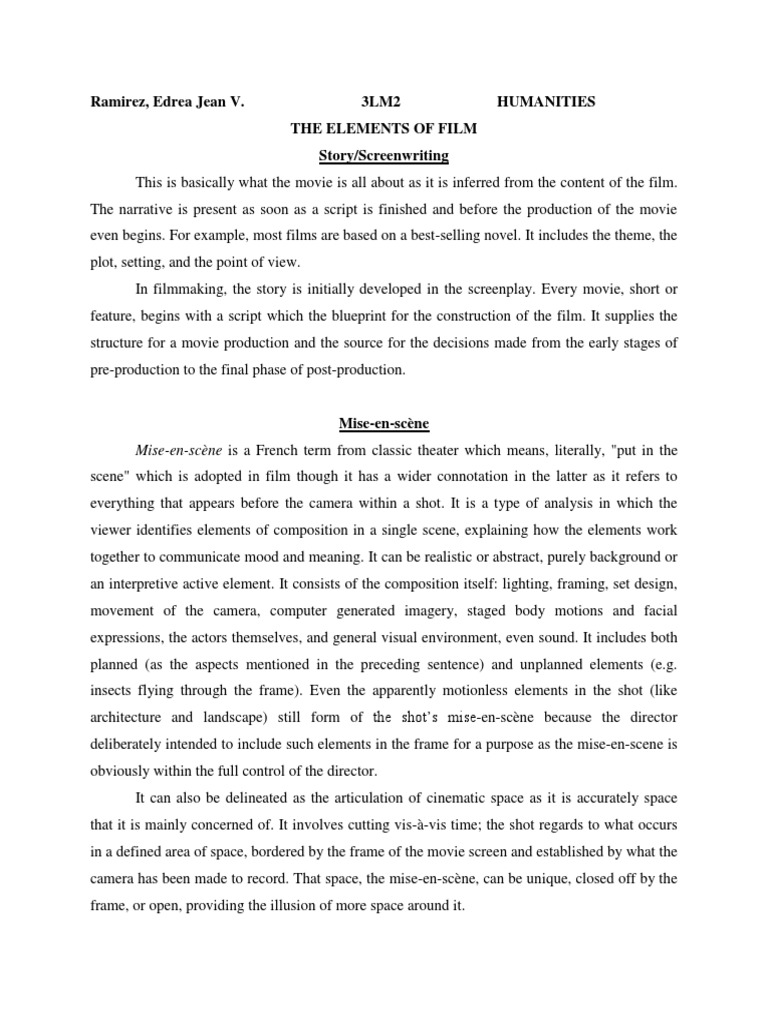 Elements of Film | Cinematography
