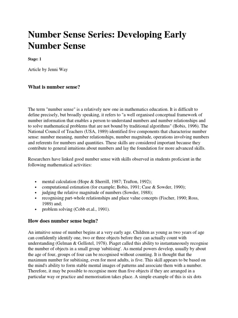 Number Sense | PDF | Playing Cards | Understanding