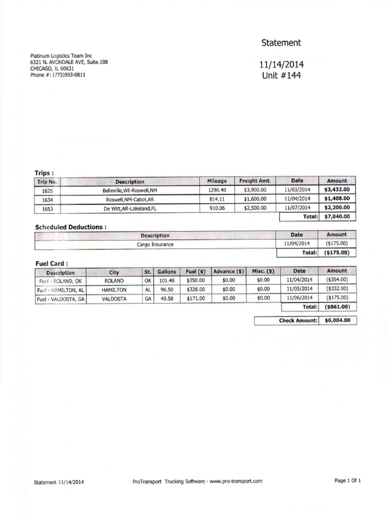 Statement 1 | PDF | Transport | Logistics