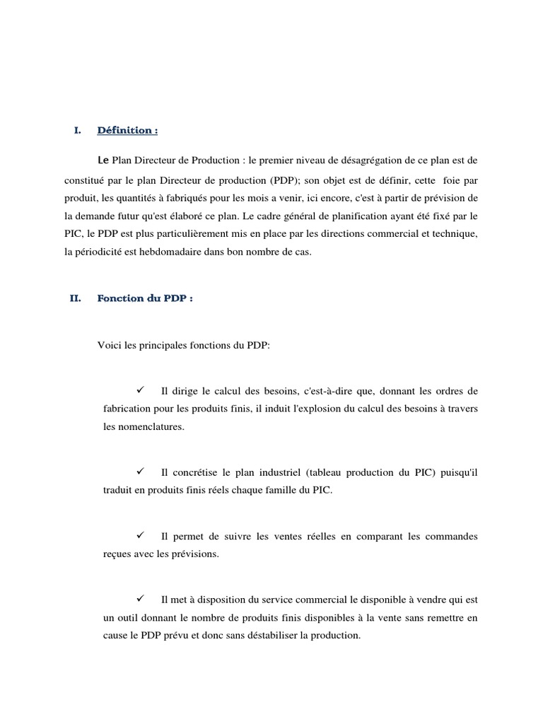 Le Plan Directeur de Production | Sodles | Planification