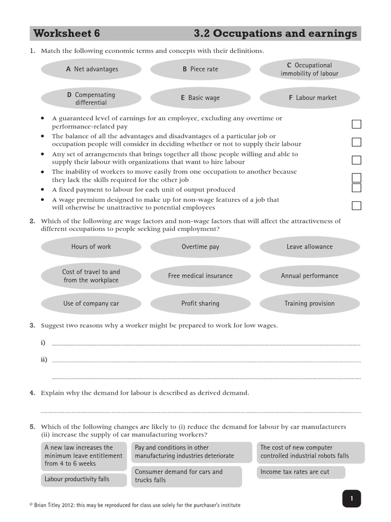 IGCSE ECONOMICS: Factor Payments | PDF | Labour Economics | Wage