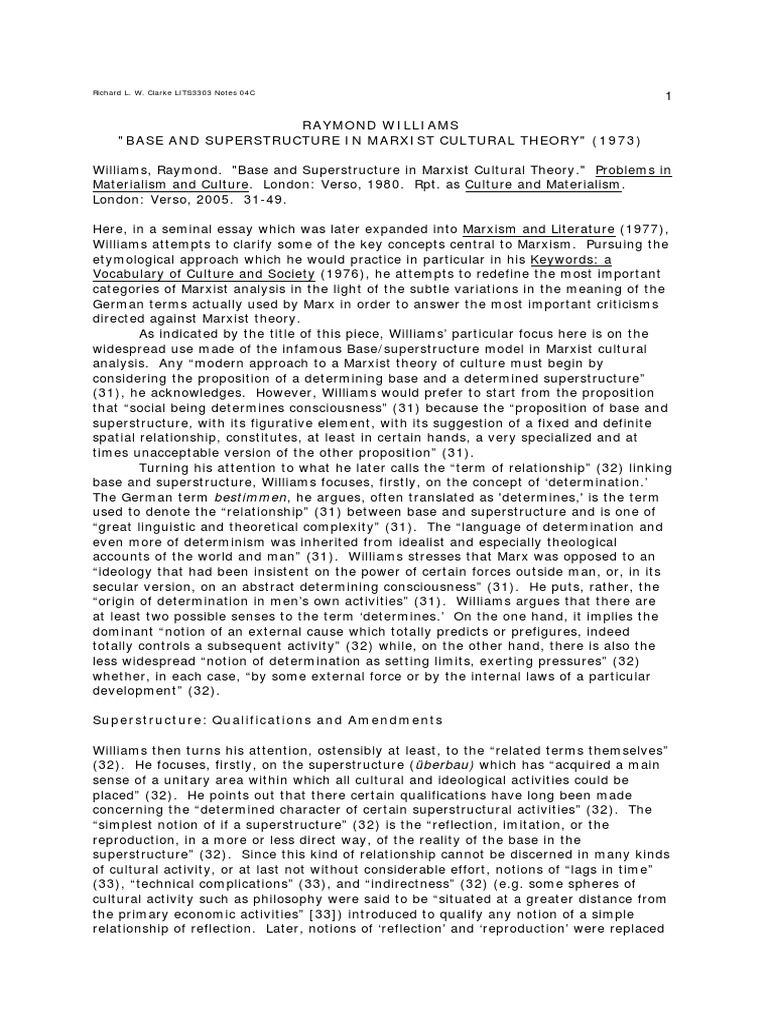 Base and Superstructure in Marxist Cultural Theory | PDF
