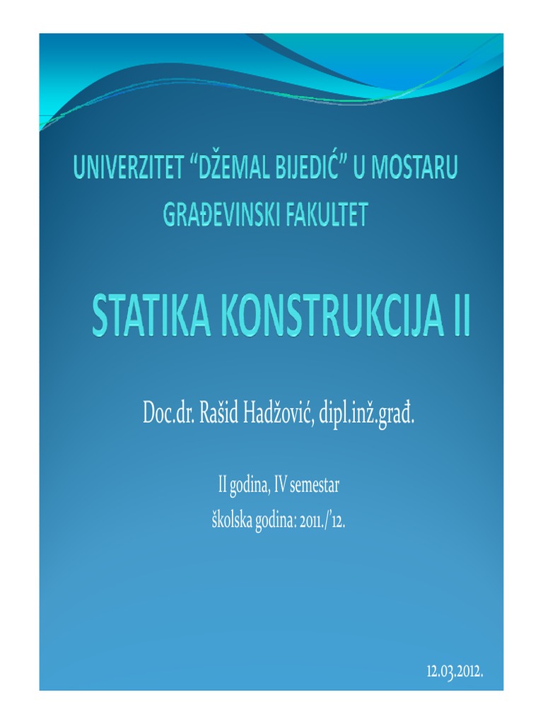 Statika Konstrukcija I Dio | PDF