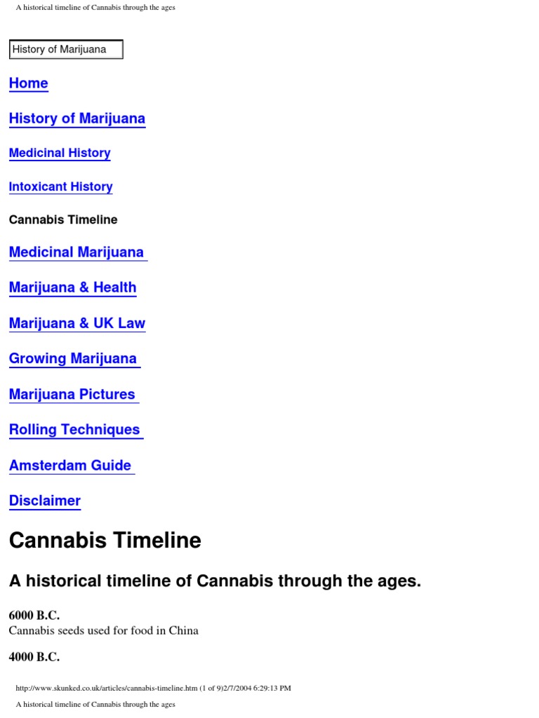 Historical Timeline of Cannabis Through The Ages | PDF