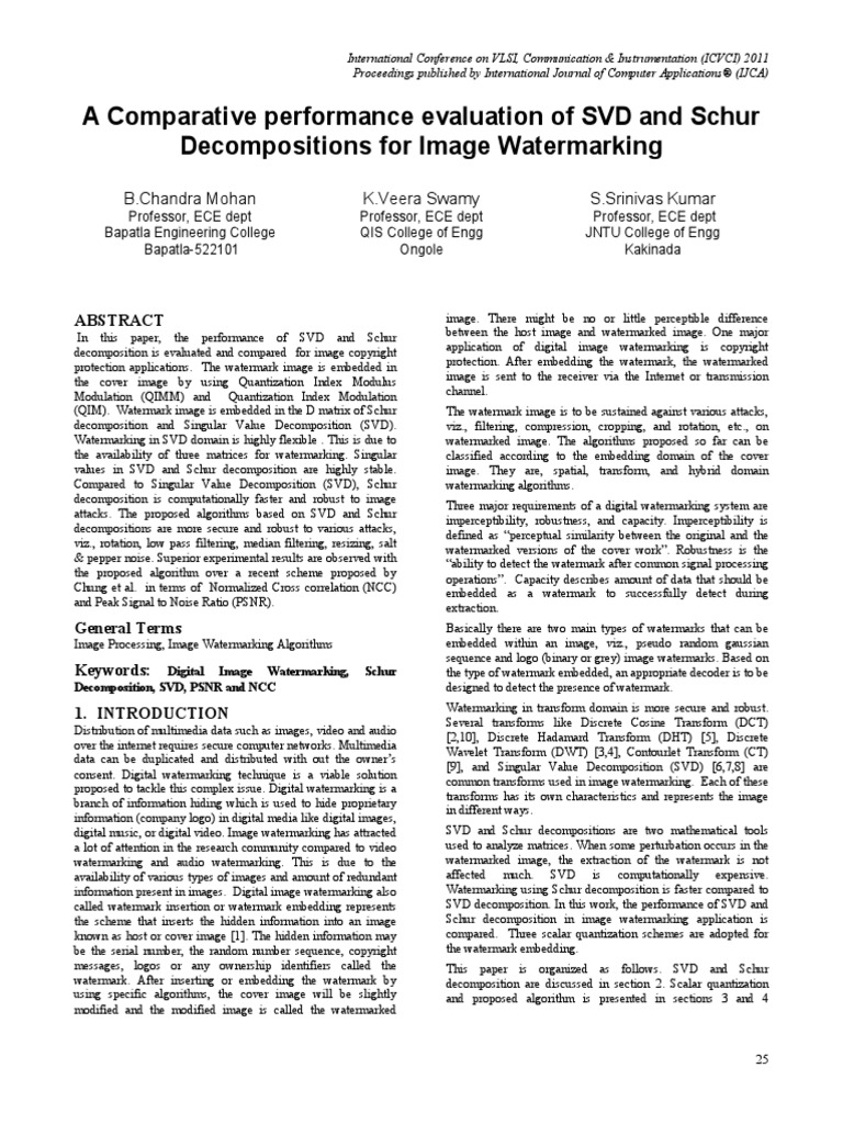 A Comparative Performance Evaluation of SVD and Schur Decompositions ...