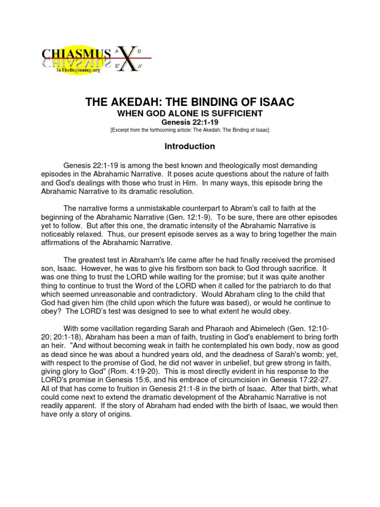 The Akedah: The Binding of Isaac: When God Alone Is Sufficient | PDF | Isaac | Book Of Genesis