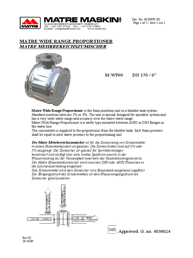 MWP - Wide Range Bladdertank Proportioner | PDF