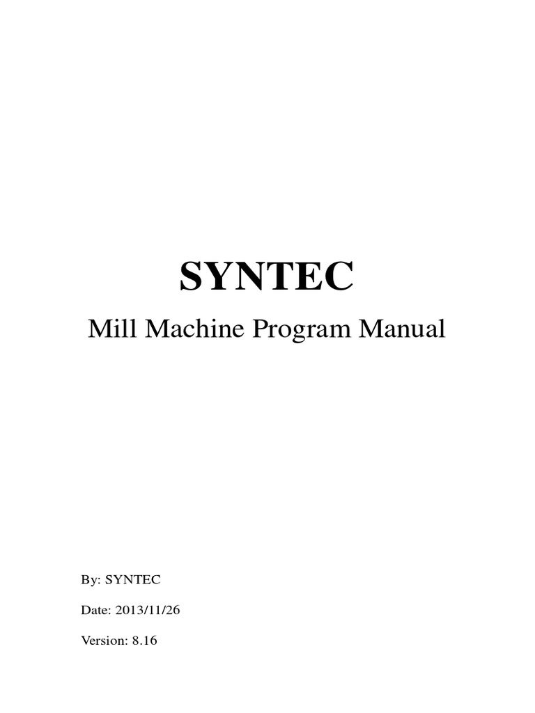 Syntec Mill Programming Manual-En | PDF
