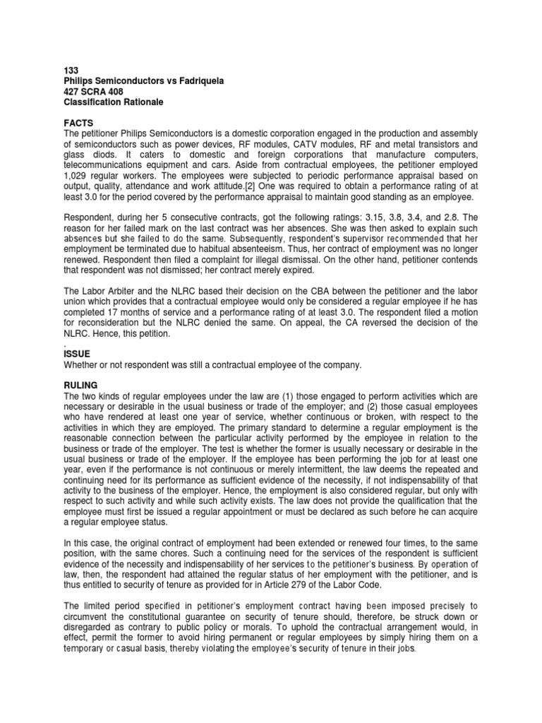 Case Digests Labor Standards | PDF | Employment | Labour Law