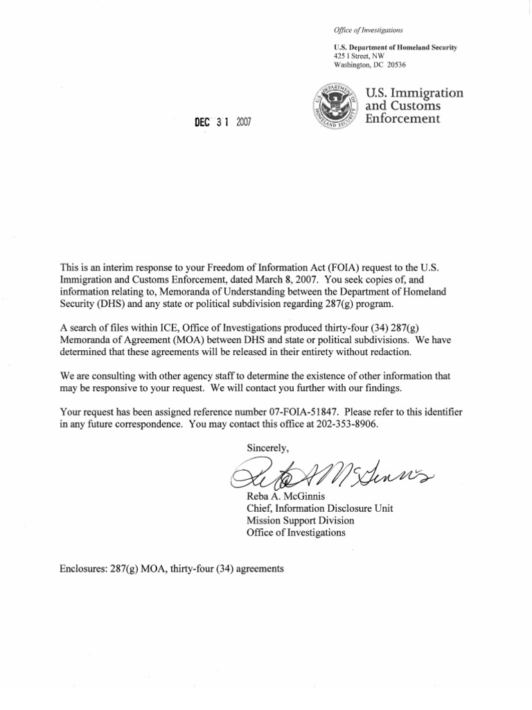 Responses To 287 (G) FOIA Request To ICE | PDF | Freedom Of Information ...