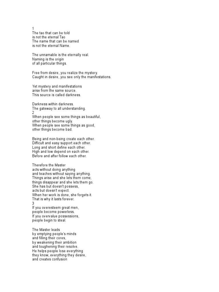 Tao Te Ching: Key Verses Explained | PDF | Tao | Compassion