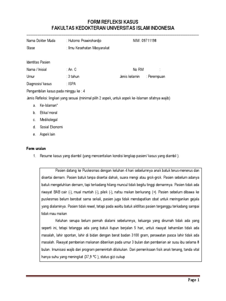 Form Refleksi Kasus | PDF