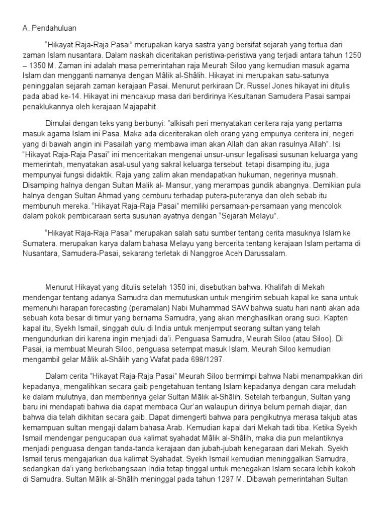 Hikayat Raja Pasai | PDF