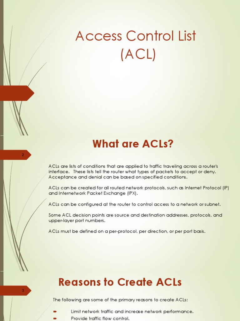 Access Control List (ACL) | PDF | Router (Computing) | Port (Computer Networking)