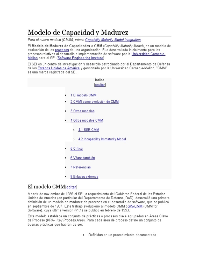 Modelo de Capacidad y Madurez | PDF | Ingeniería de Sistemas | Informática