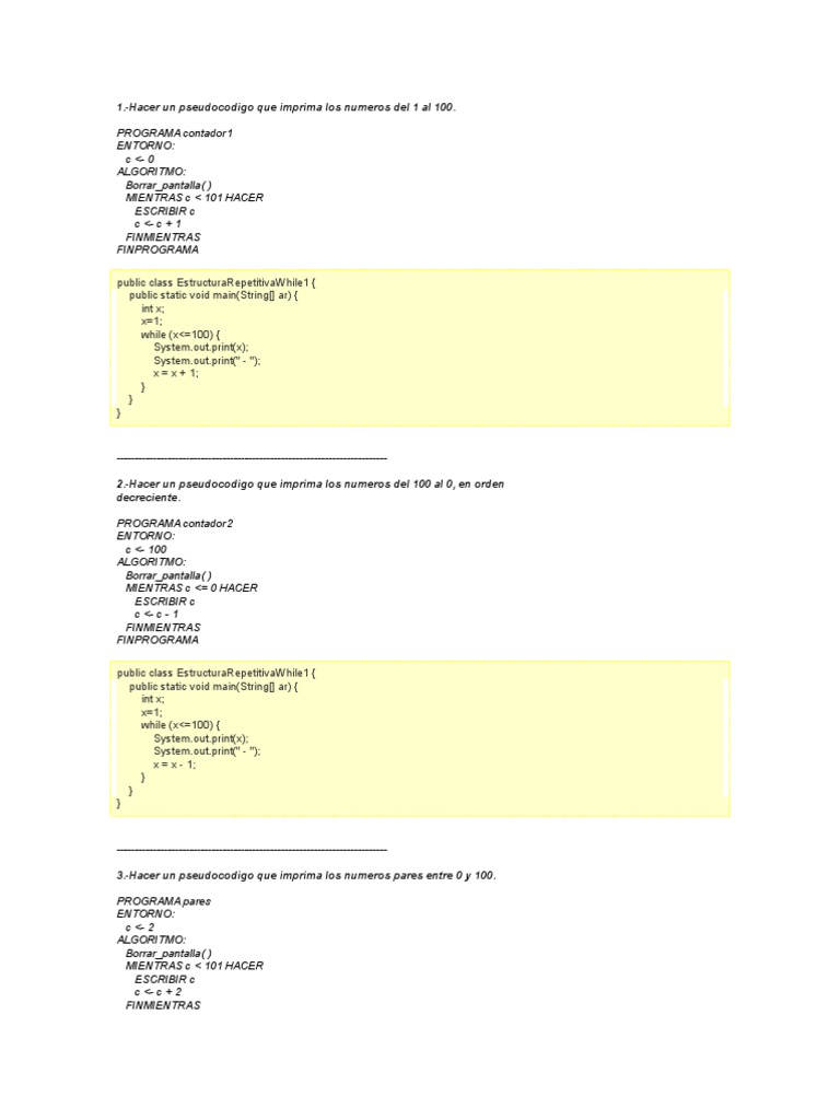 Trabajo Programas en Java | PDF | C ++ | Algoritmos