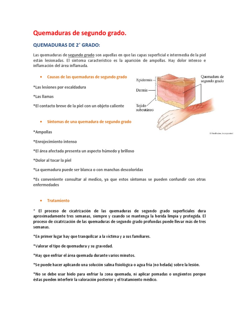 Quemaduras de Segundo Grado | PDF | Quemar | Herida