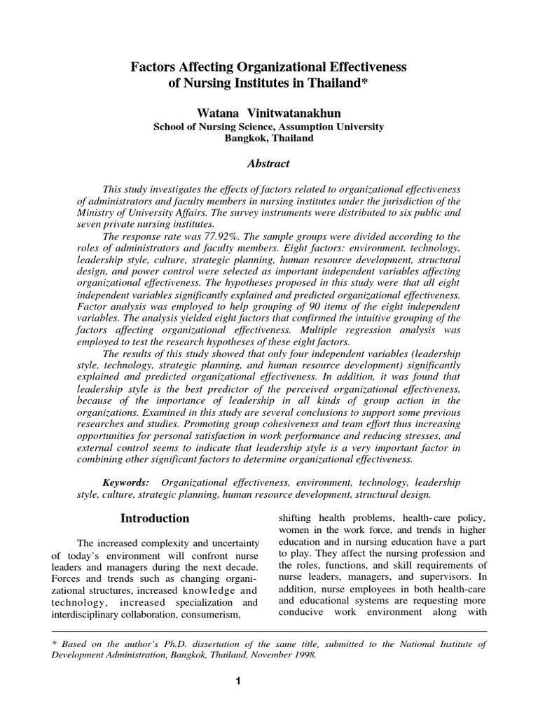 Factors Affecting Organizational Effectiveness | PDF | Leadership ...