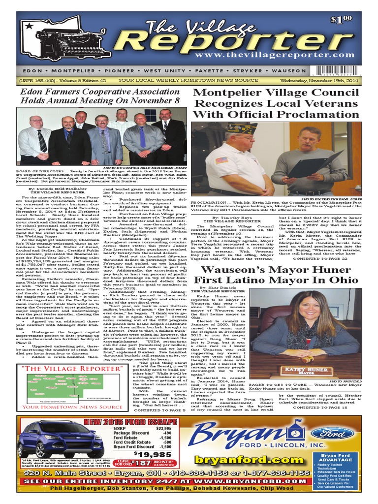The Village Reporter - November 19th, 2014 PDF | PDF | Plea | Newspapers
