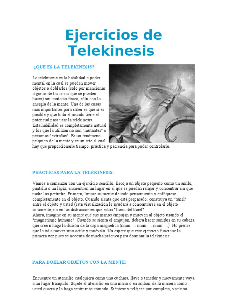 Ejercicios de Telekinesis | PDF | Magnetismo | Mente