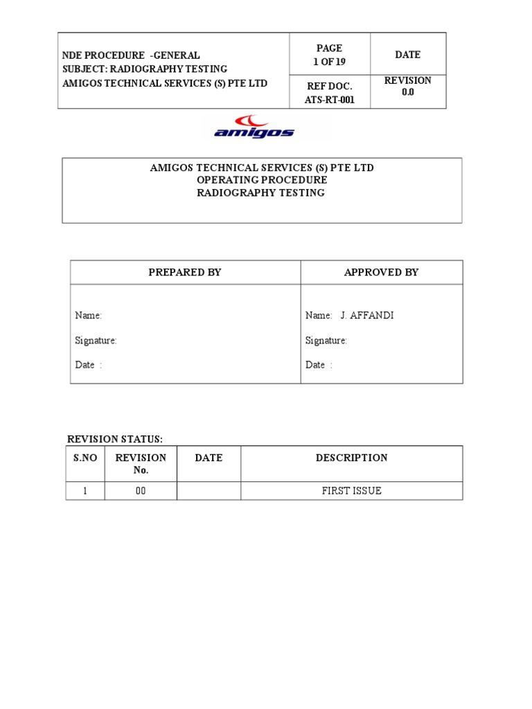 RT Procedure General | PDF | Radiography | Pipe (Fluid Conveyance)