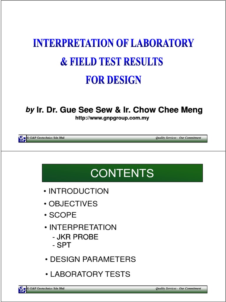 Interpretation of Lab and Field Test Results | PDF | Strength Of ...