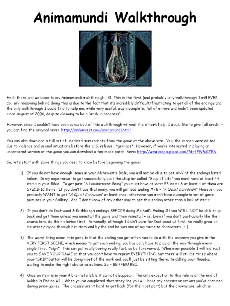 Animamundi Walkthrough | PDF | Lilith | Alchemy