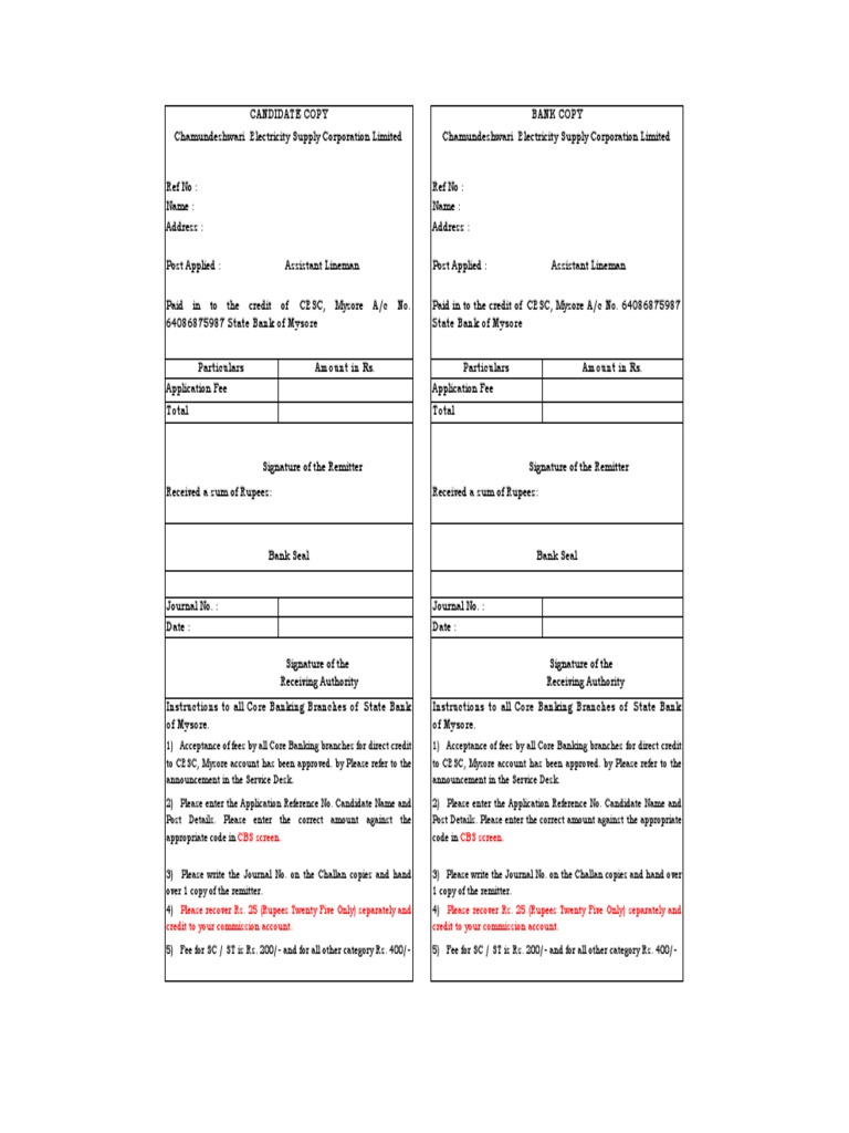Bank Challan | PDF